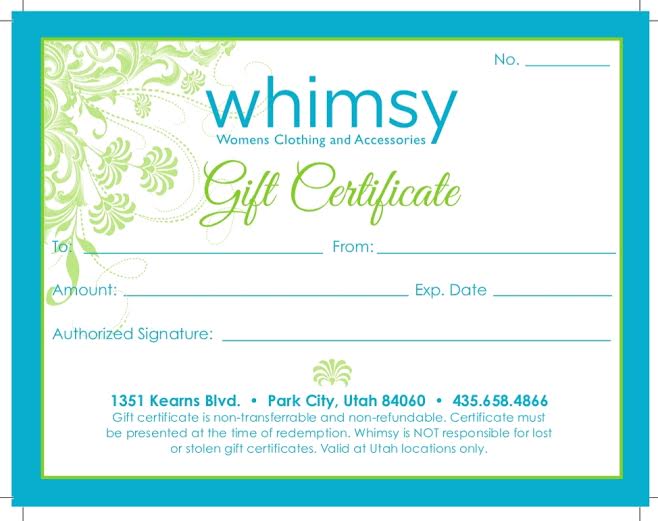 Whimsy Clothing | Park City Women's Clothing | Gift Card
